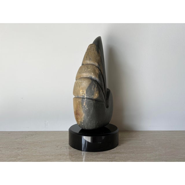 80's Vintage Free- Form Carved Stone Abstract Sculpture, Signed | Chairish