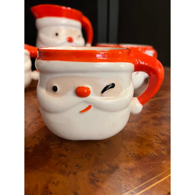 Mid Century Napco Vintage Santa Christmas Pitcher With 6 Mugs/Cups ...