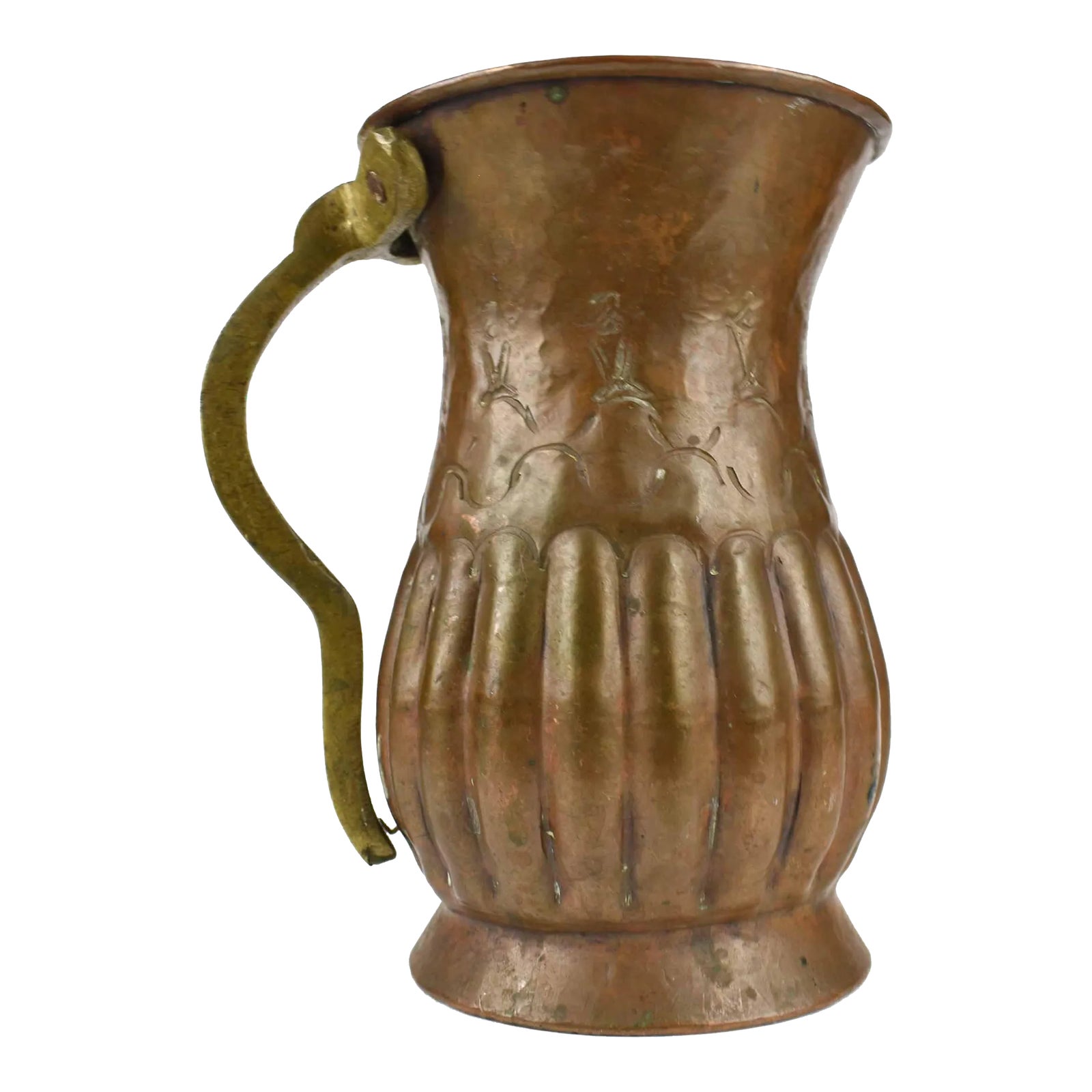 Mid 20th Century Solid Copper Cup Vase With Brass Handle | Chairish