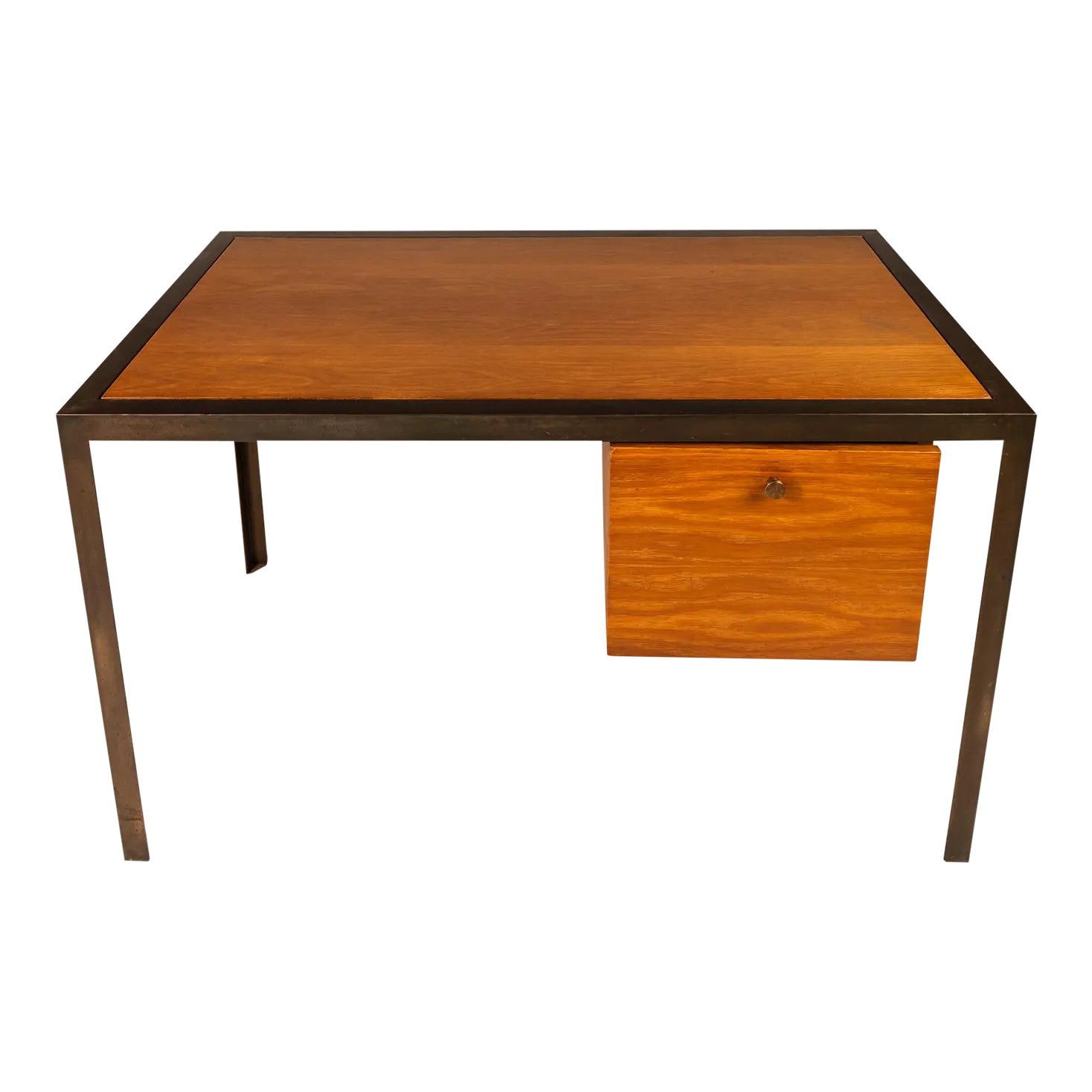 Mid-Century Modern Writers Desk in Oak W/ Acid Etched Bronze Frame by ...