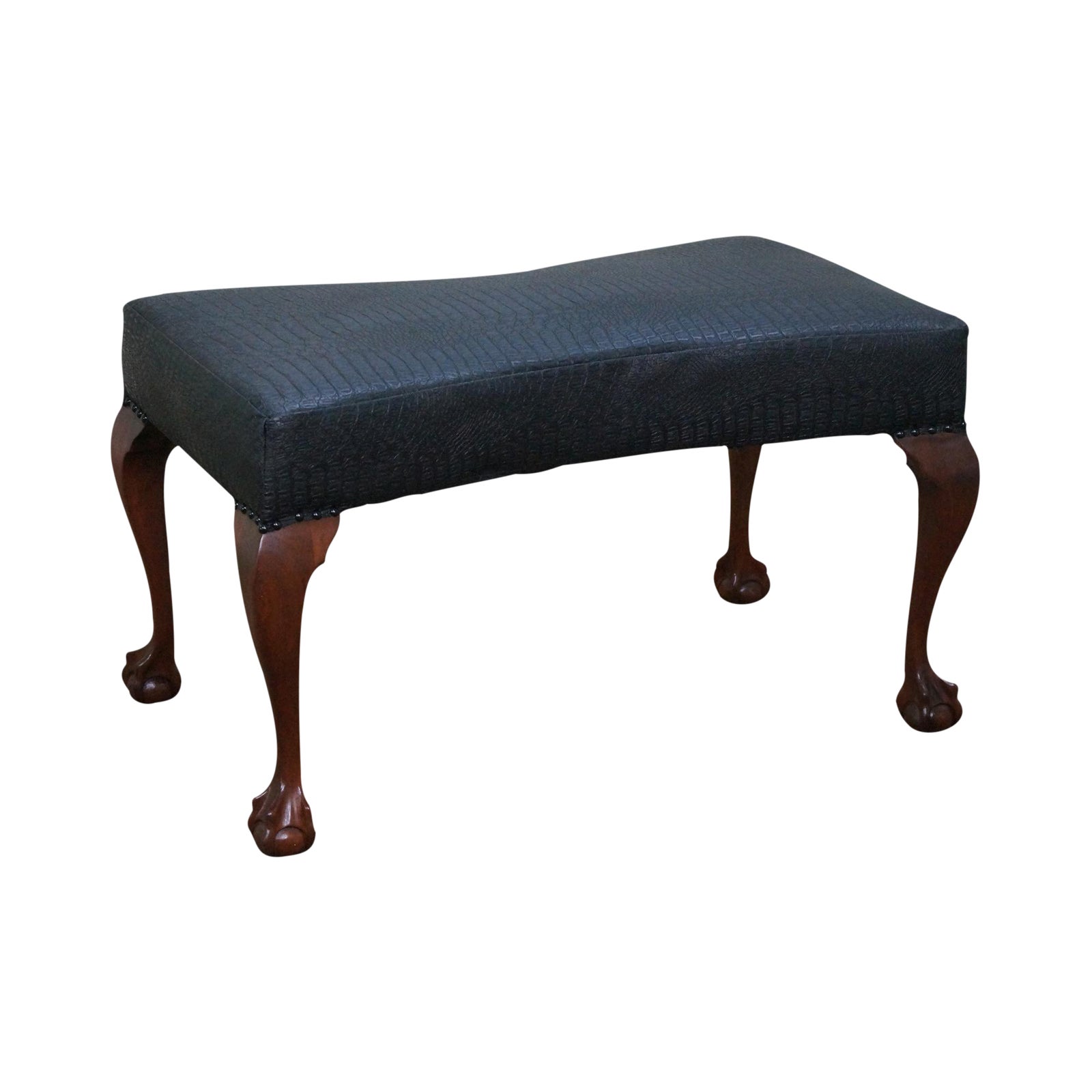 Mahogany Chippendale Style Claw Foot Bowtie Bench | Chairish