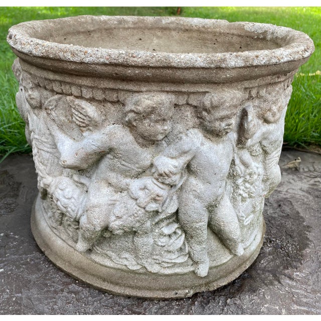 Vintage Large Concrete Neoclassical Planters With Dancing Putti All ...