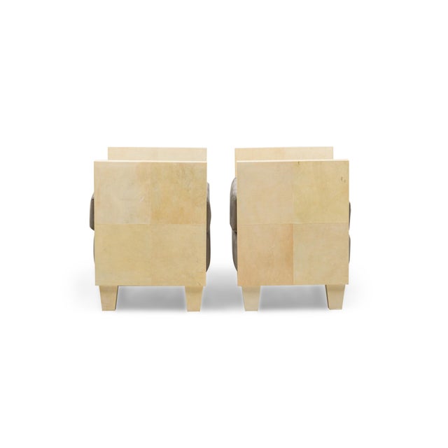 Mid-Century American Parchment Covered Upholstered Benches (Manner of ...