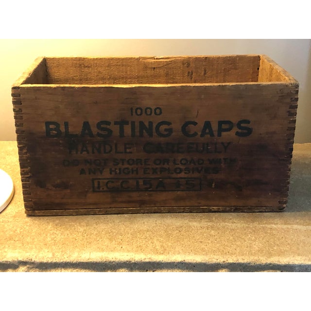 Antique Wooden Atlas Powder Co. Blasting Caps Box | Chairish
