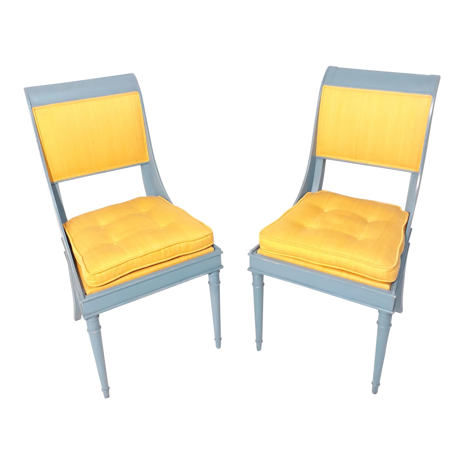 Late 20th Century Style 800 Light Blue Upholstered Chairs - a Pair ...