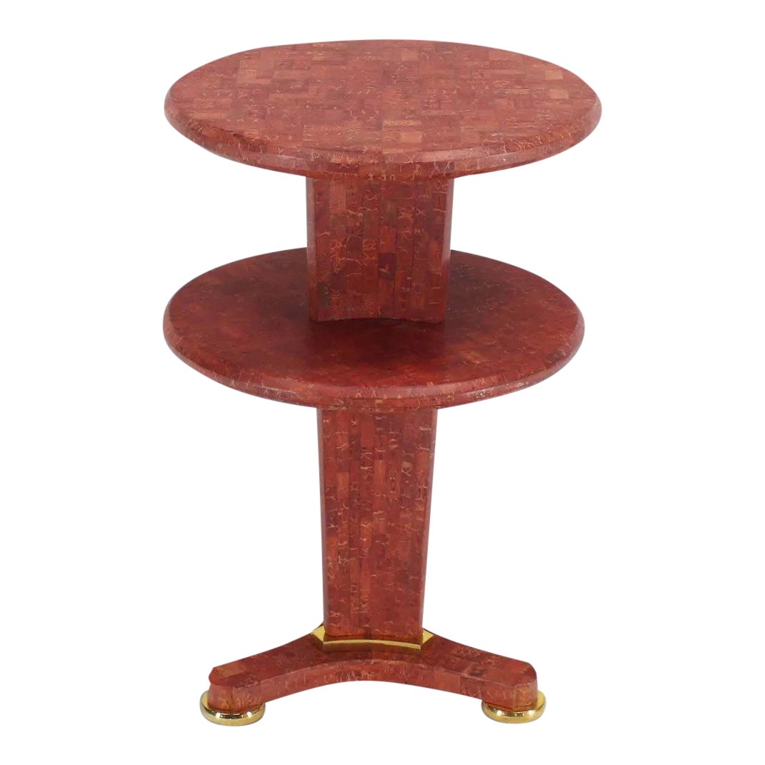 Round Tri Leg Two-Tier Side Table | Chairish