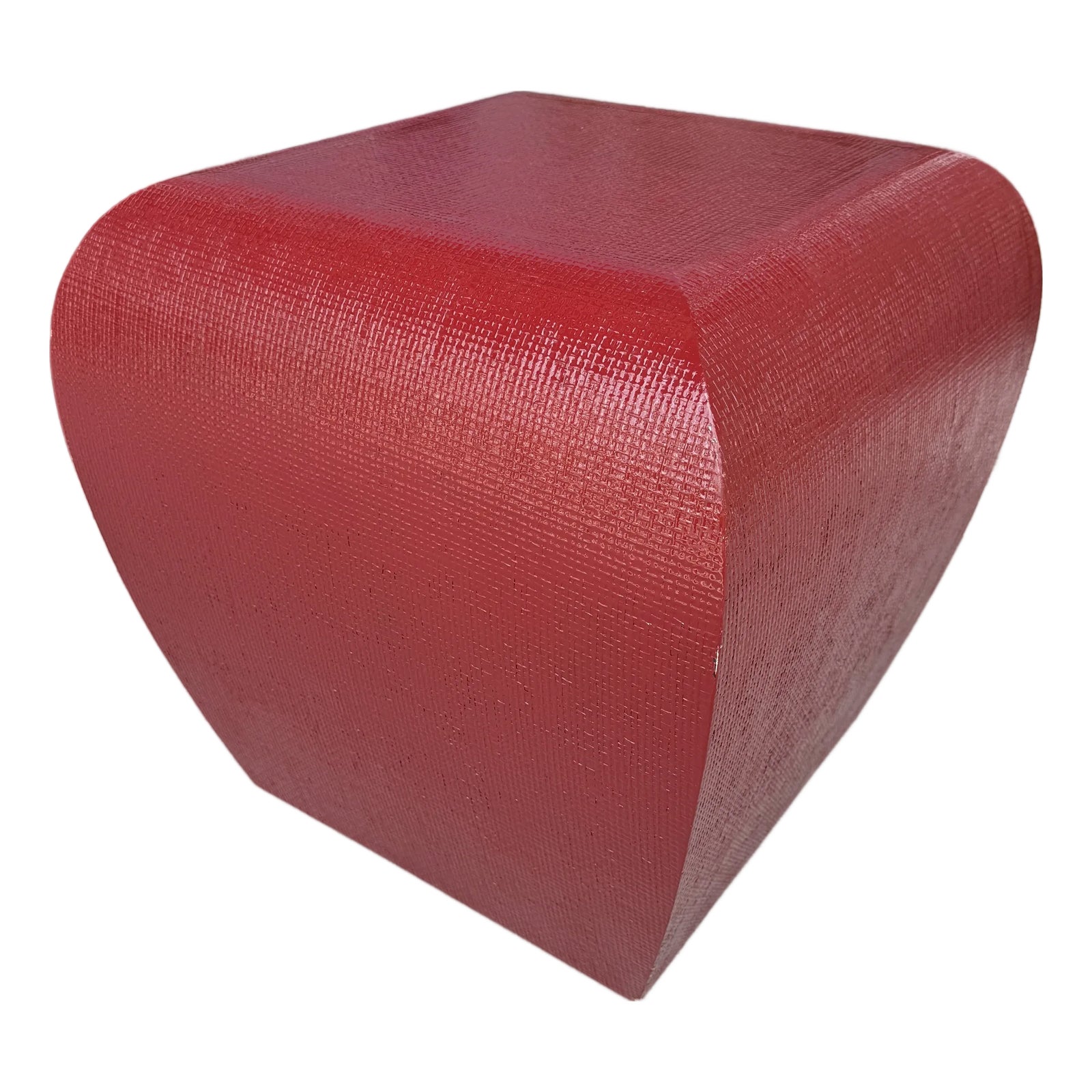 Red Grasscloth Wrapped Side Table From 80's | Chairish