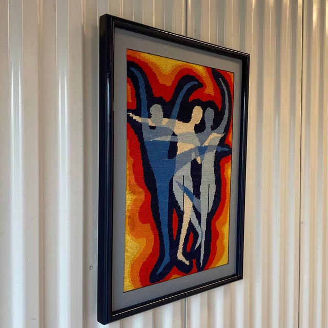 Midcentury Modern Dancing Figures Needlepoint Wall Art | Chairish