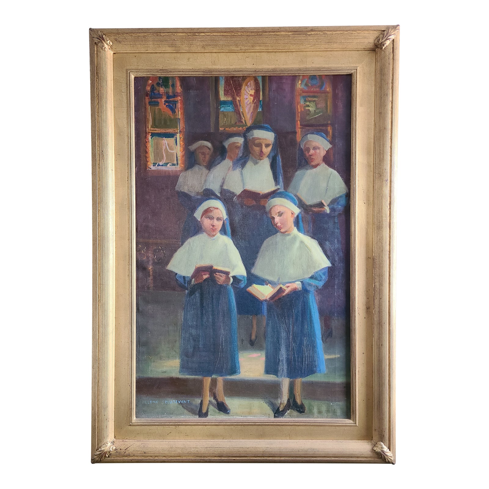Early 20th Century The Luxembourgh Convent Choir Framed Painting by ...