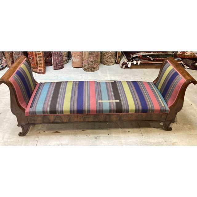 19th Century Empire Style Mahogany Striped Bench | Chairish