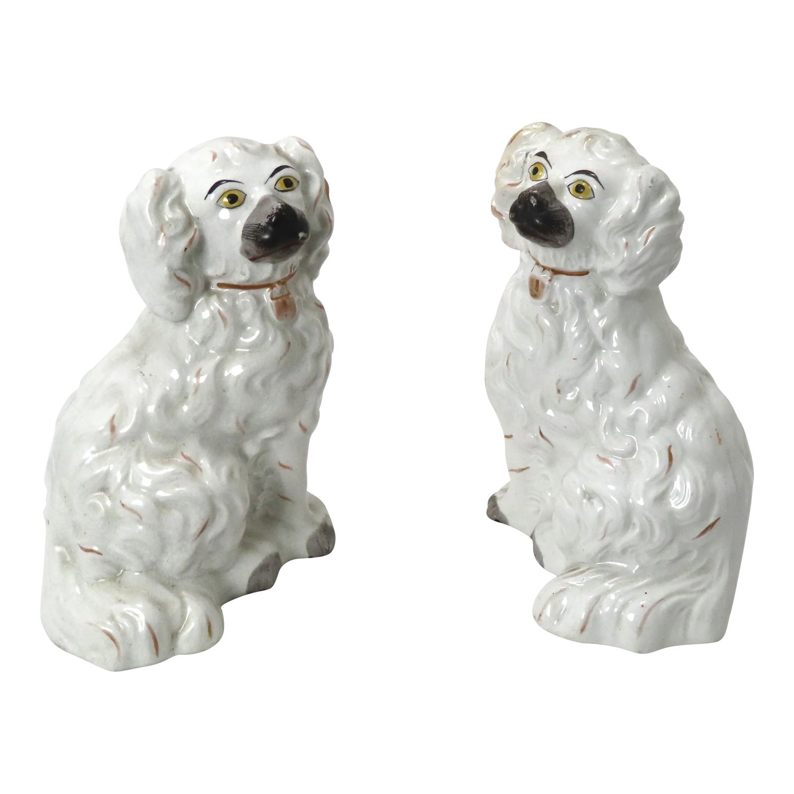 Small Antique Mid 19th Century English Staffordshire Pottery Dogs ...