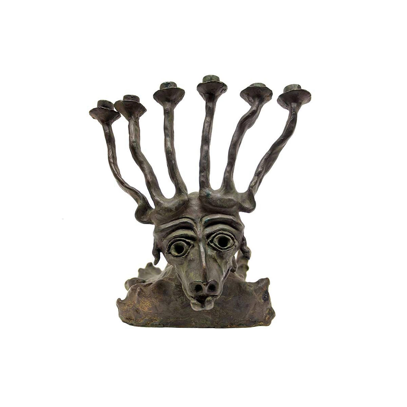 Mosheh Oved, RARE Judaica Brutalist Animal Holocaust Memorial Menorah ...