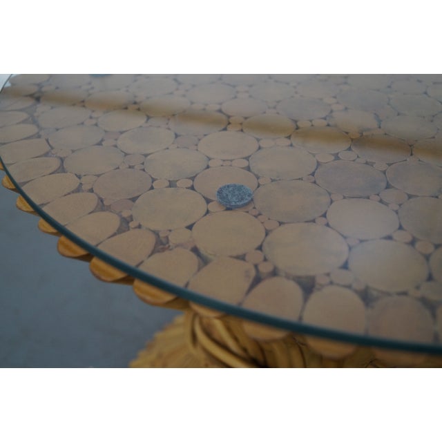 McGuire Sheaf of Wheat Bamboo Rattan Glass Table | Chairish