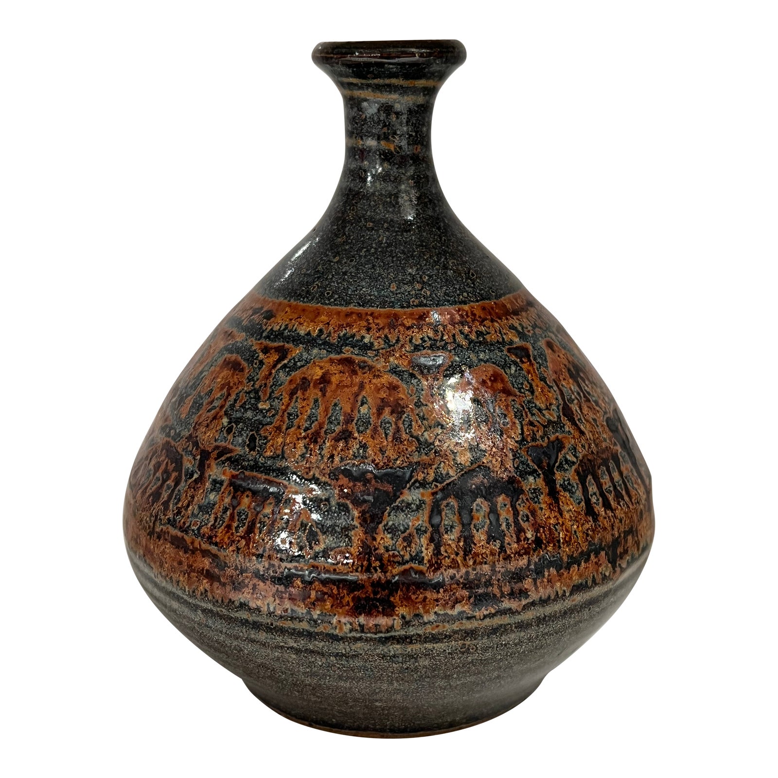 Vintage Signed Mid Century Danish Style Vase Vessel Bottle Gray ...