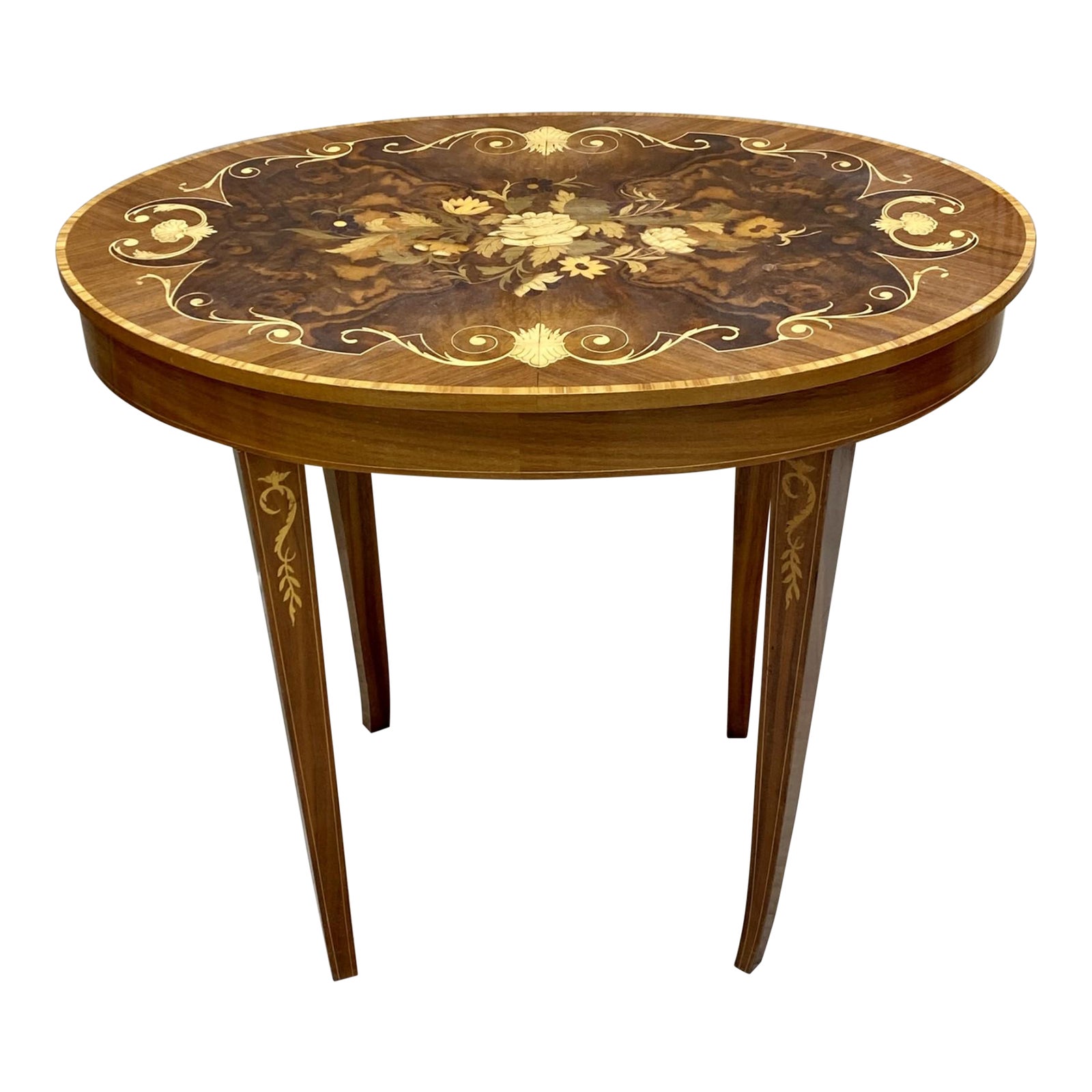Lift Top Marquetry Table With Music Box | Chairish