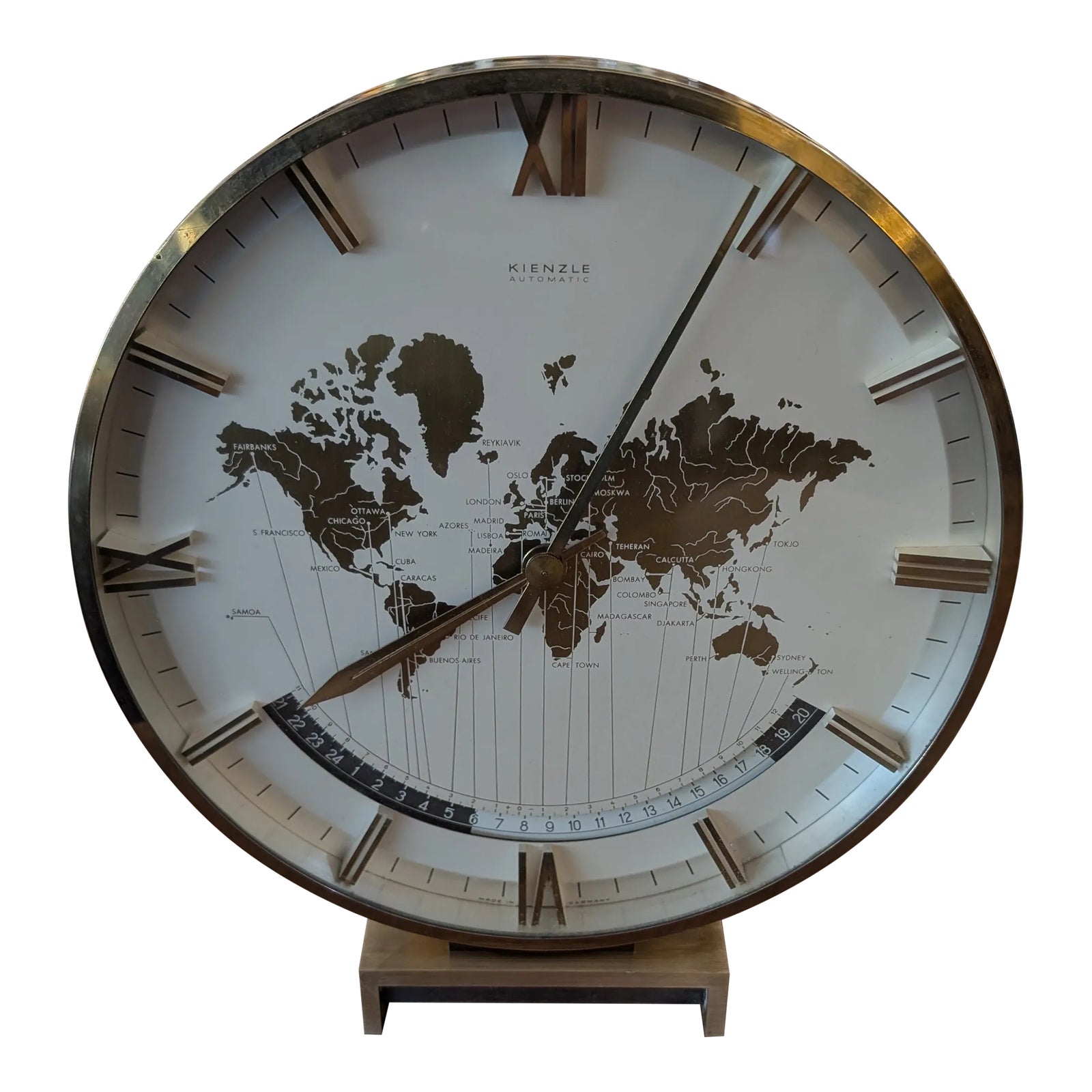 1960s Kienzle World Time Zone Desk Clock by Heinrich Möller | Chairish