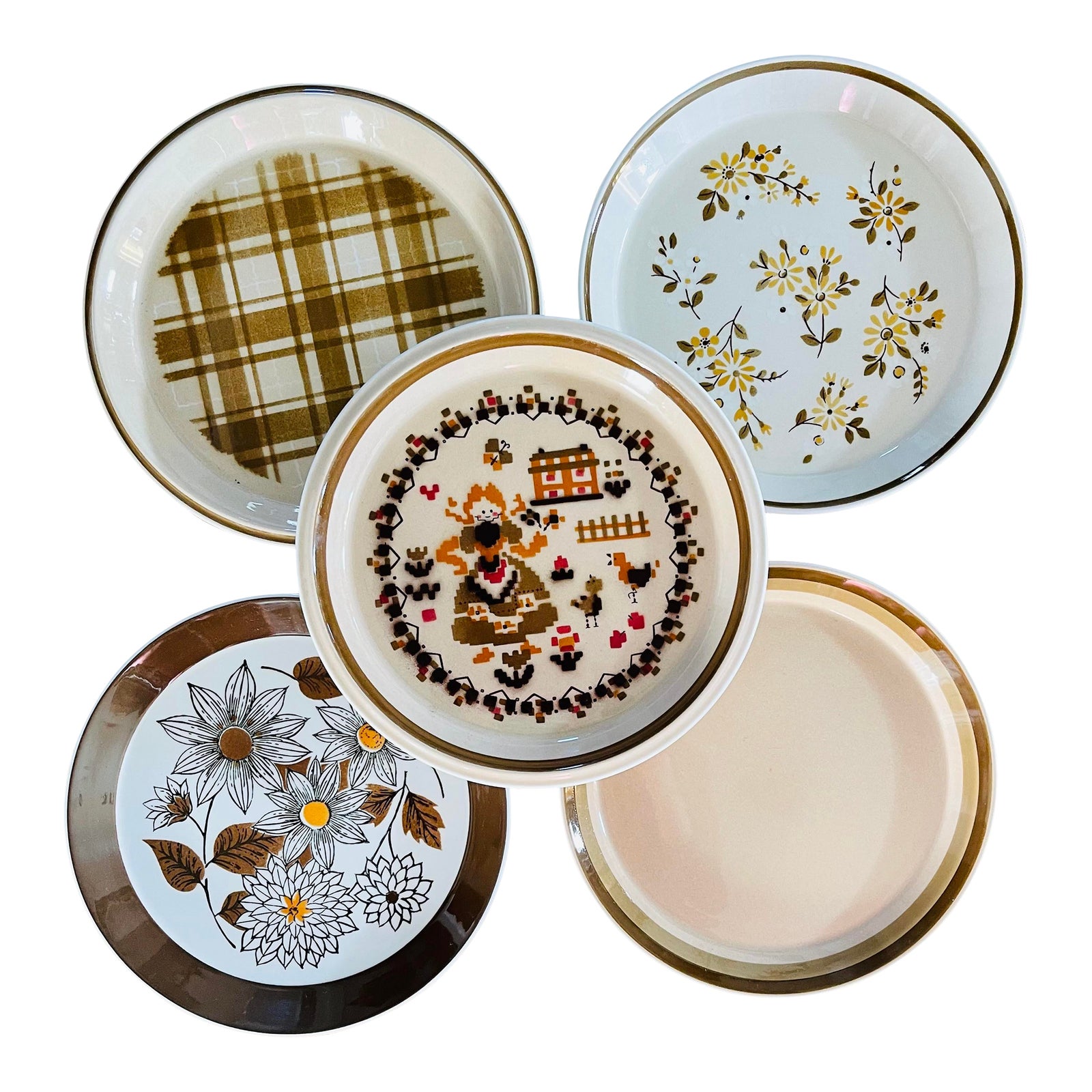 Vintage Mismatched Floral Salad Plates- Set of 5 | Chairish