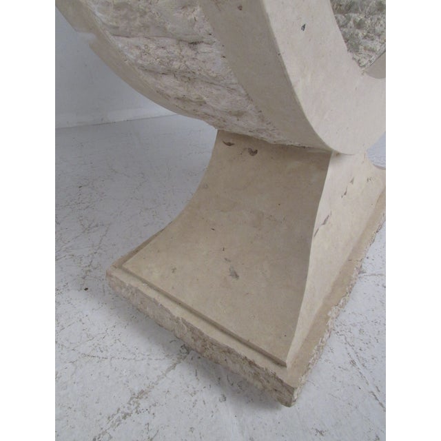 Contemporary Modern Faux Stone Hall Table | Chairish