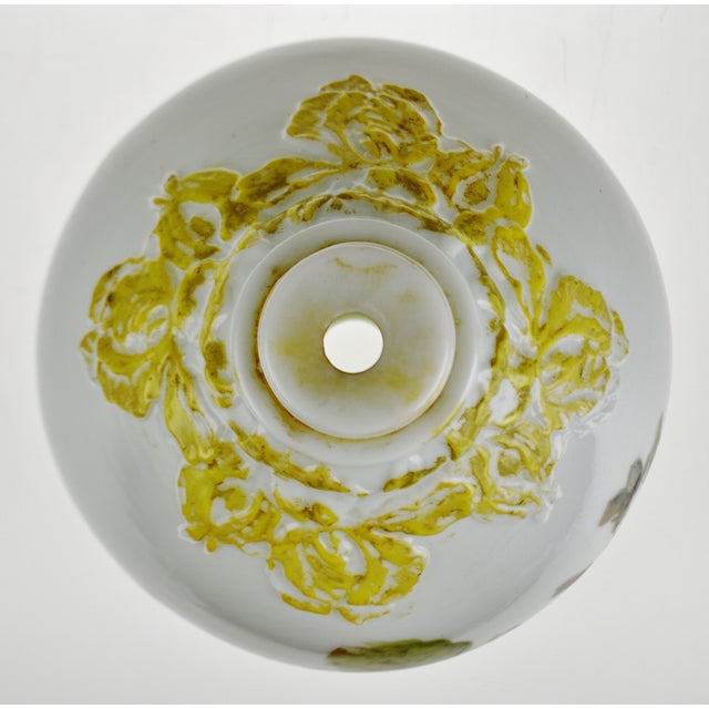 Vintage Hand Painted Milk Glass Floral Design Lamp Body | Chairish
