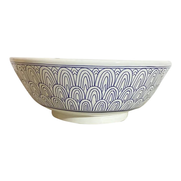 Early 21st Century Blue Paint Sink Basin Ceramic Bathroom Bowl | Chairish