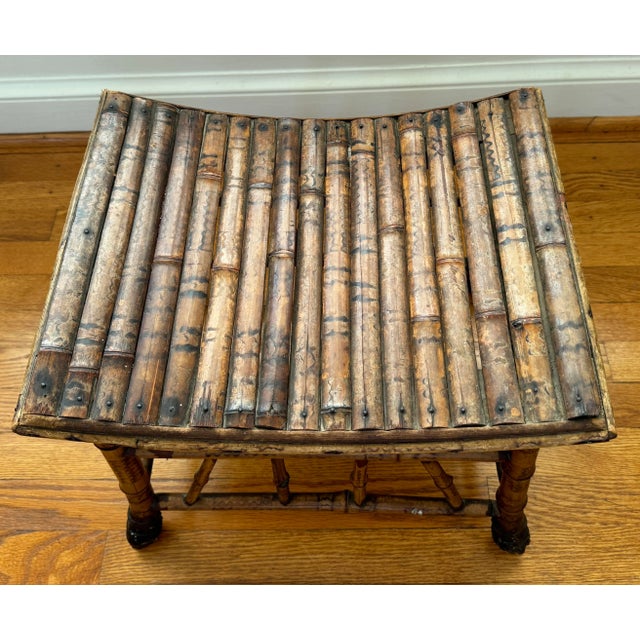 Antique English Tortoise Rattan Thebes Stool | Chairish