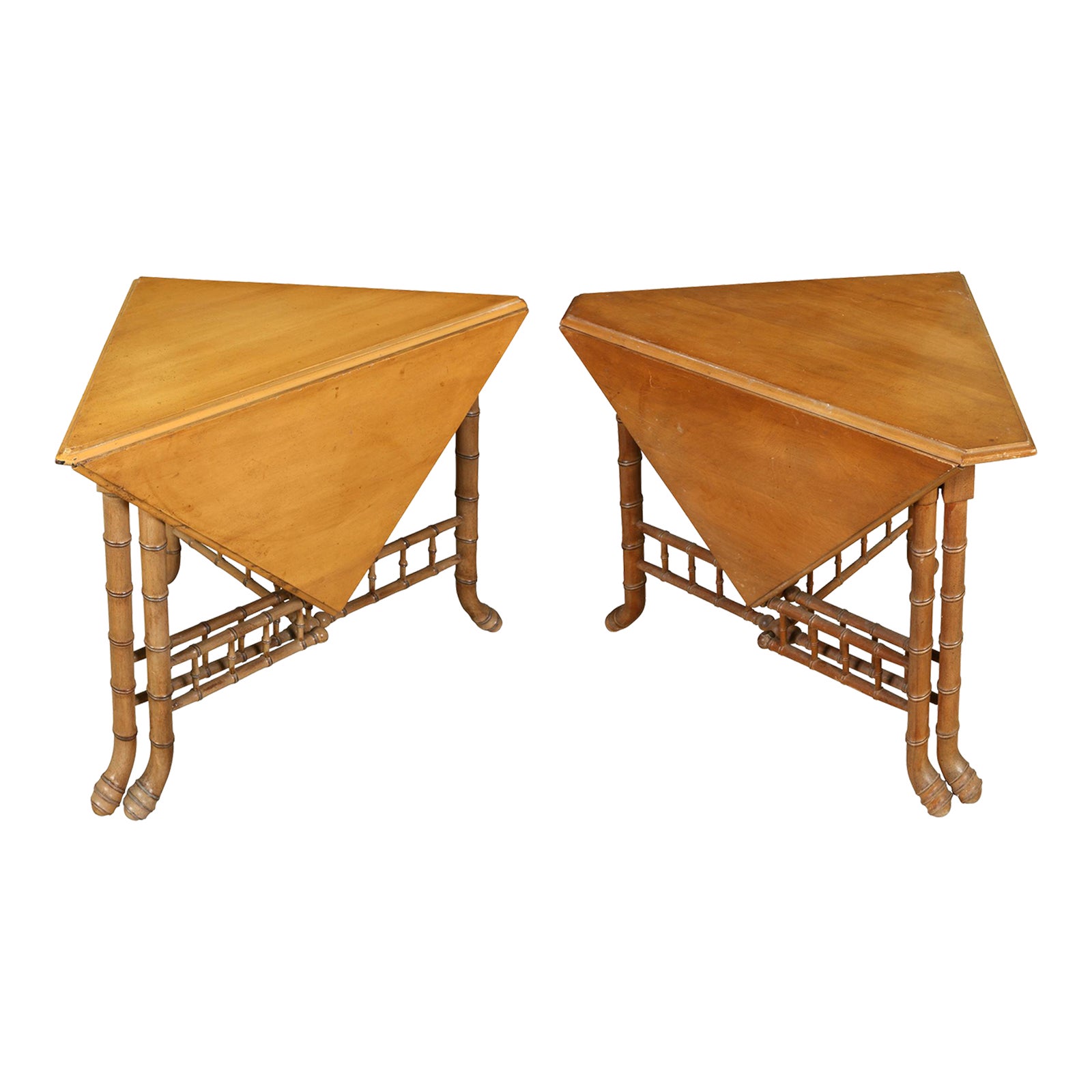 Pair of 19th Century Maple Drop Leaf Side Tables With Faux Bamboo Legs ...