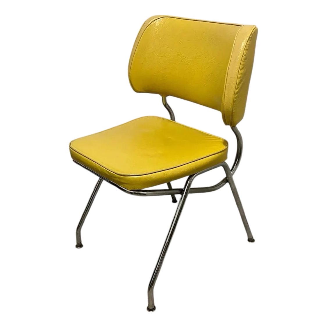 Vintage Mid Century B. Brody Chrome and Yellow Atomic Vinyl Side Chair ...