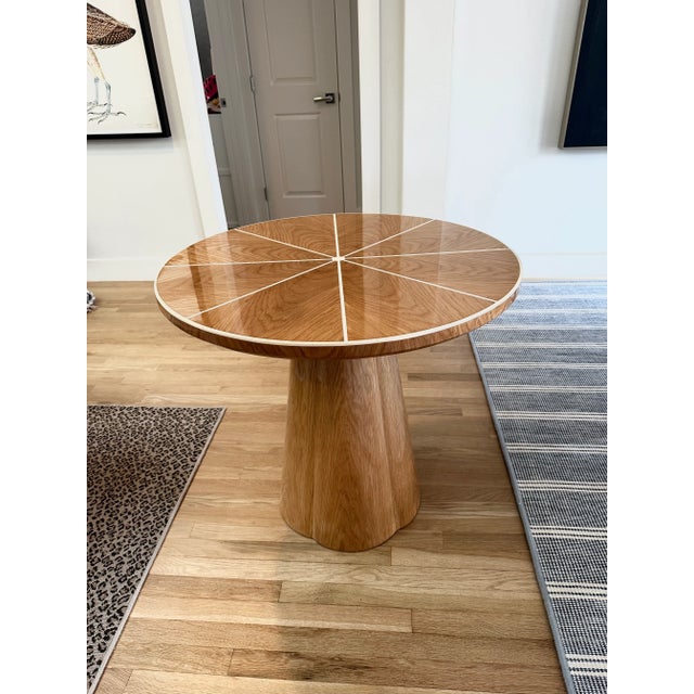 Made Goods Novak Round Oak and Faux Bone Table | Chairish