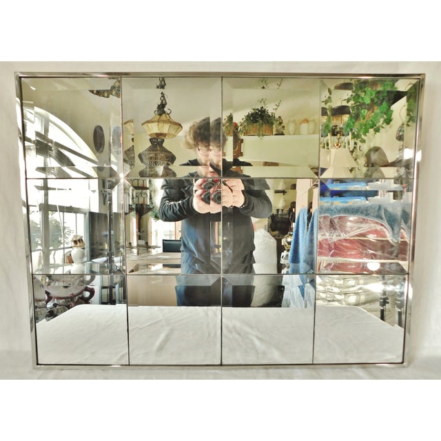 Vintage C1980s Beveled Mirror Square 12 Panel Window Pane Hanging Wall ...