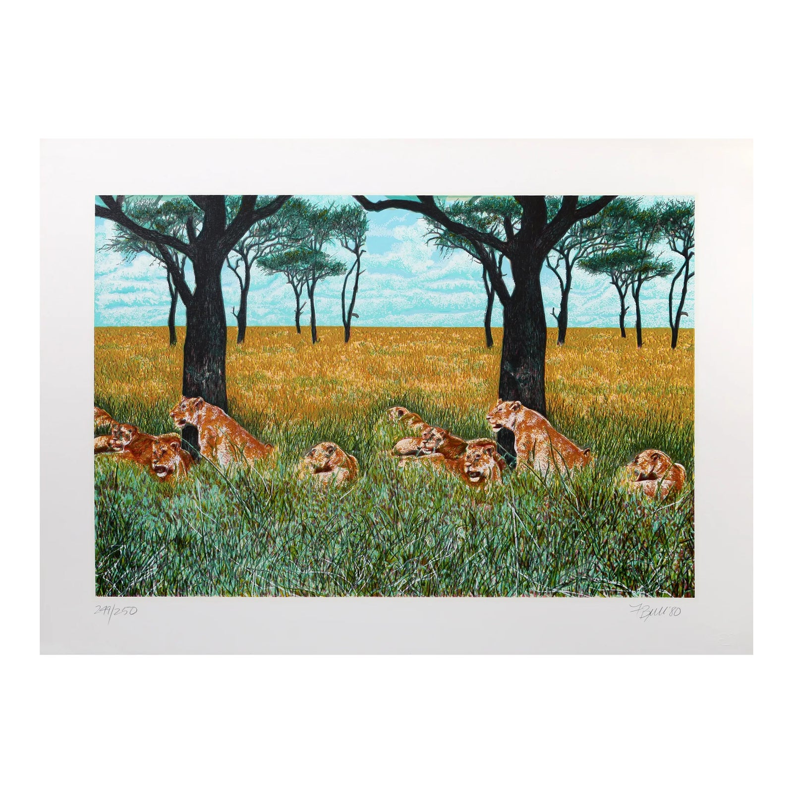 Lion Diptych, Fran Bull Screenprint, Signed and Numbered in Pencil ...