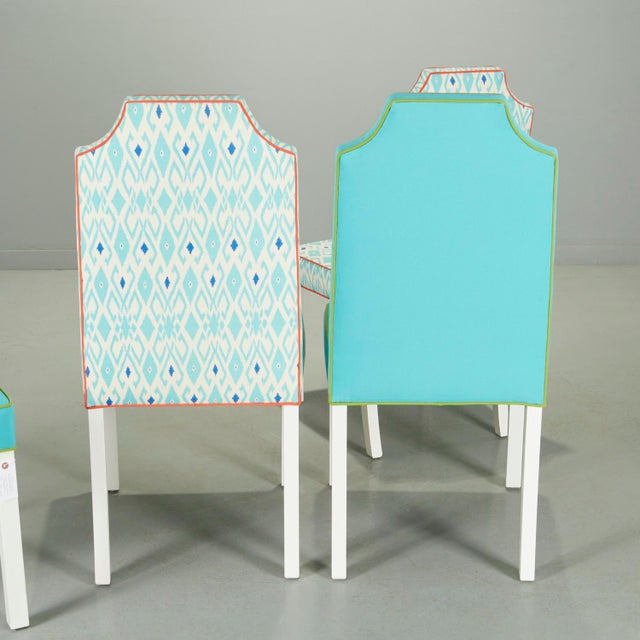 21st Century Colorful Designer Parsons Dining Chairs With Contrasting ...