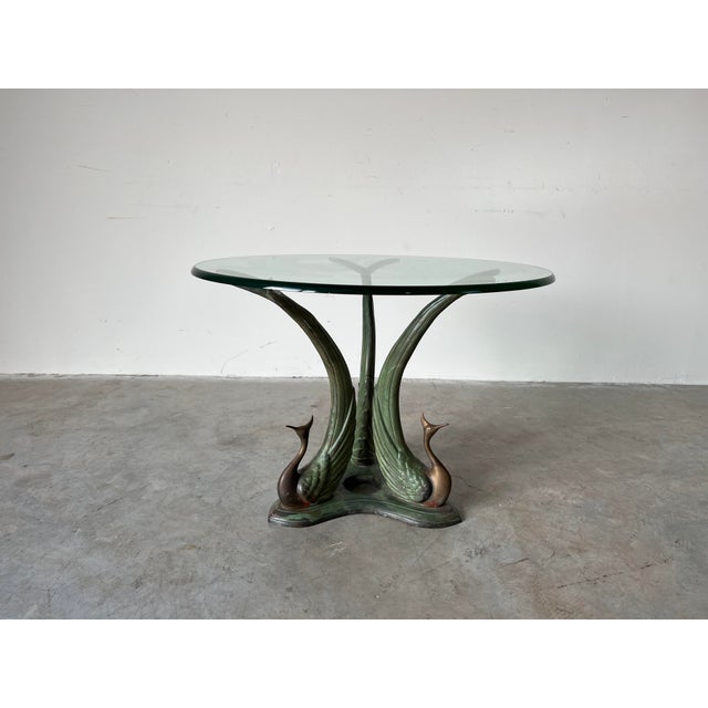 Vintage Hollywood Regency Style Brass Peacock Side Table | Chairish