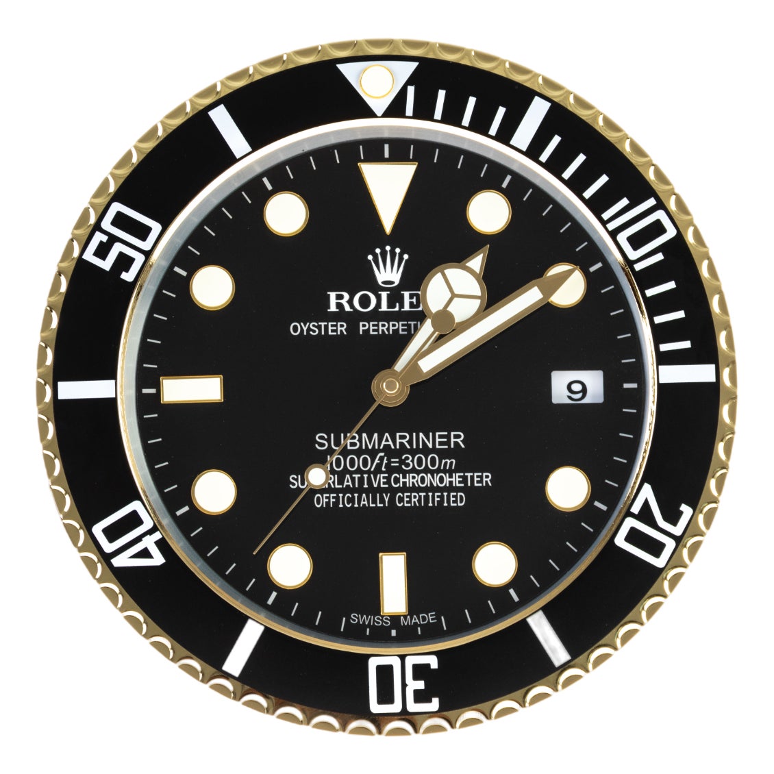 Oyster Perpetual Black Gold Submariner Clock from Rolex | Chairish