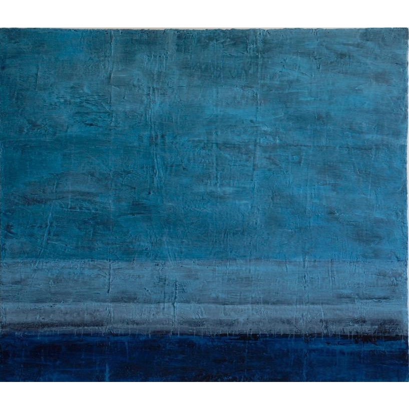 Turquoise Blue Stripes Acrylic Painting | Chairish