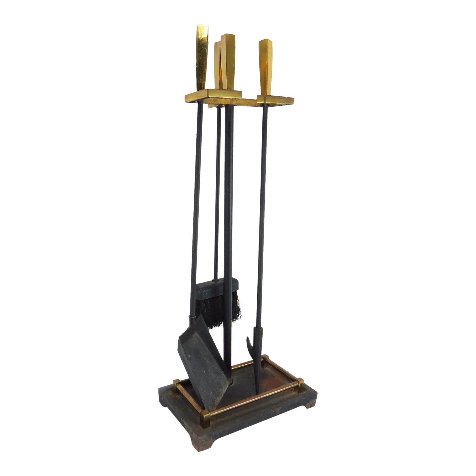 Vintage Art Deco Inspired Solid Brass and Iron 4-Piece Fireplace Tool ...