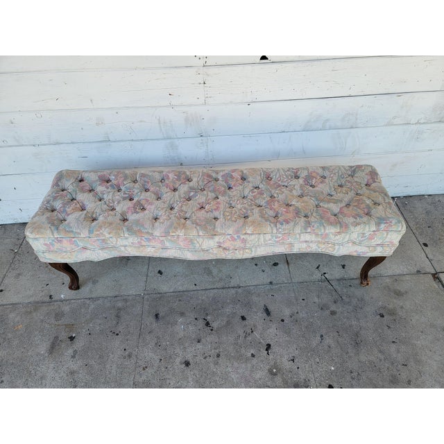 Vintage French Style Floral Upholstered Bench | Chairish