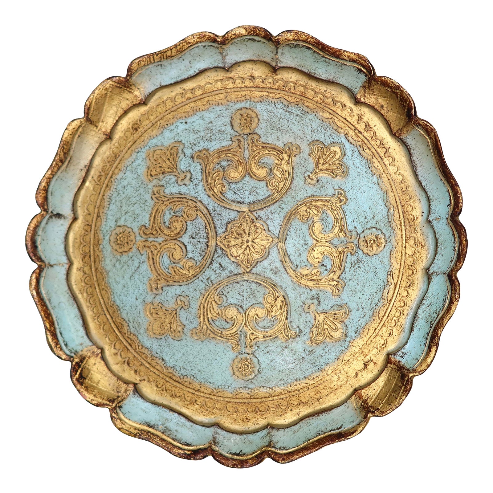 Late 20th Century Round Italian Florentine Gilt Tray | Chairish
