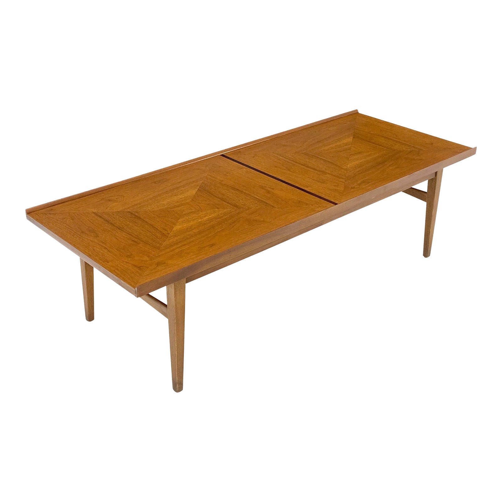 Danish Mid-Century Modern Walnut Long Rectangle Coffee Table W Rolled ...