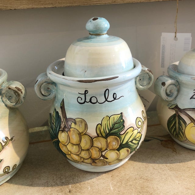 1990s Italian Hand-Painted Ceramic Canisters - Set of 4 | Chairish