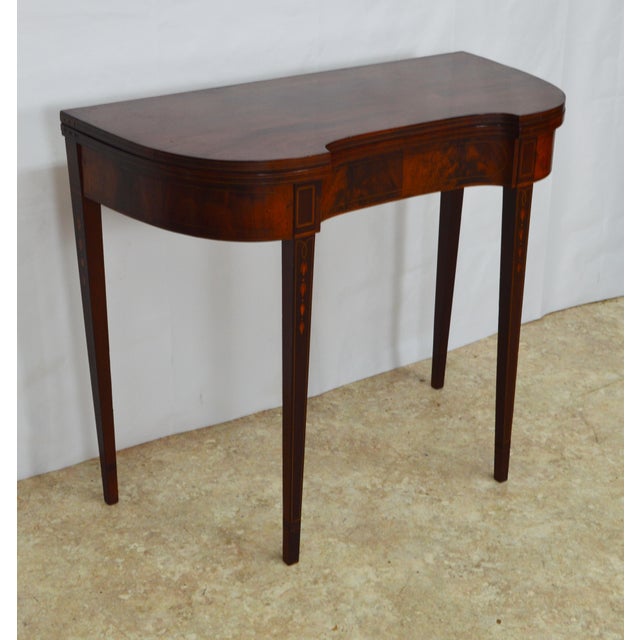 20th Century Federal Inlaid Mahogany Game Table Console | Chairish