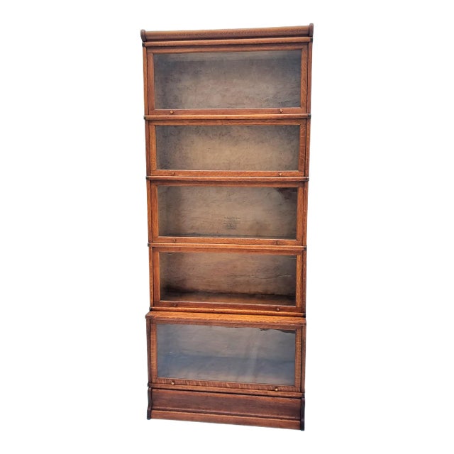 Antique 1890s Tall Wernicke Stepped Back Oak Barrister Lawyer Bookcase ...