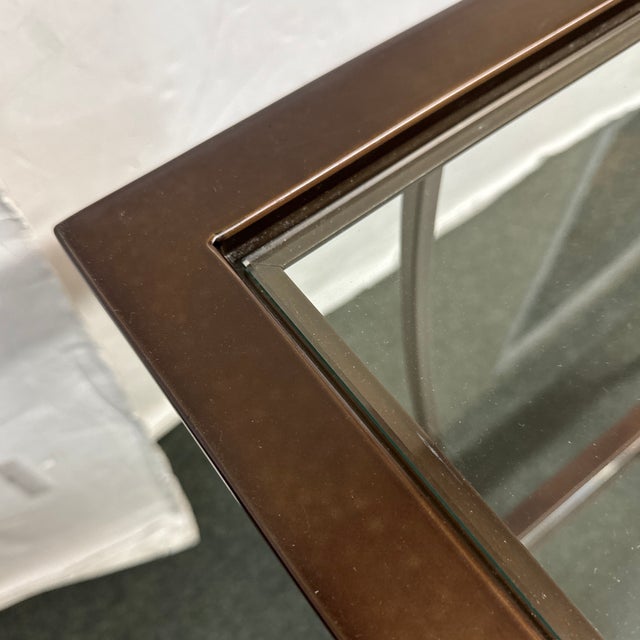 Contemporary Glass + Bronze Metal Side Table | Chairish