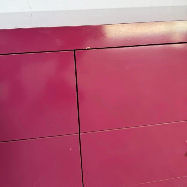 Postmodern Maroon Lacquer Laminate Lowboy Dresser | Chairish