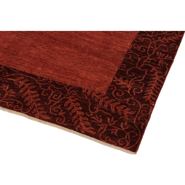 1990s Shabby Chic Transitional Dark Red Wool Rug - 8'4 X 9'6 | Chairish