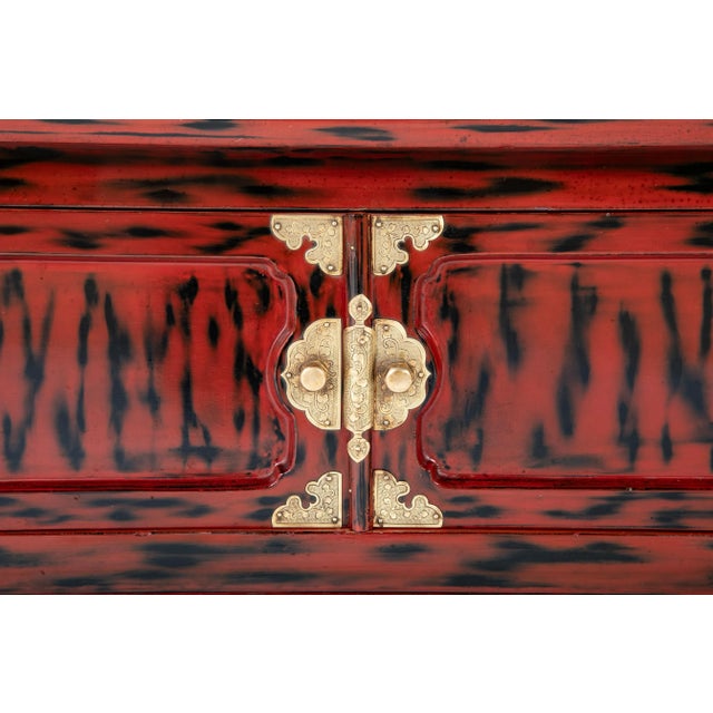 Japanese Red and Black Lacquer Side Tables With Etched Brass Mounts - A ...