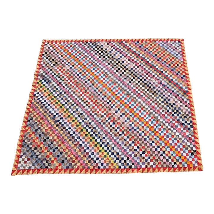 19Thc Postage Stamp Quilt / Trip Around the World | Chairish