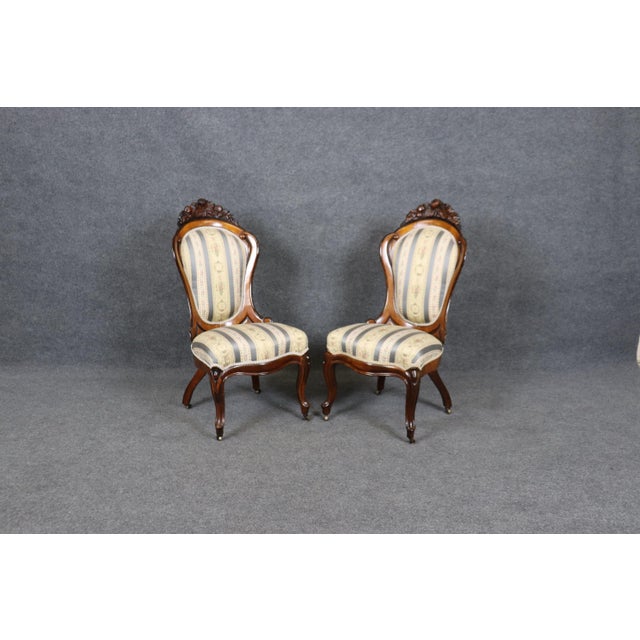 Pair of Outstanding Laminated Rosewood Belter Attributed Carved Side ...