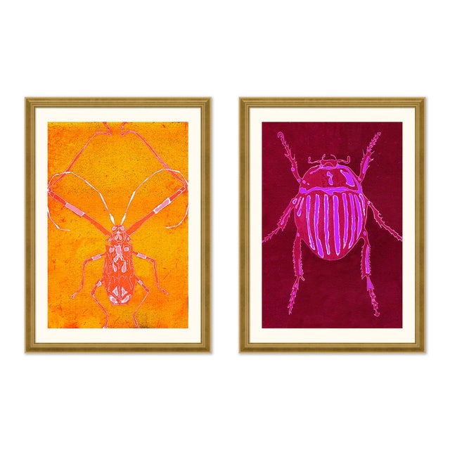 Beetle & Bug Diptych, Bright Series no. 2 & 4 by Jessica Molnar in Gold ...