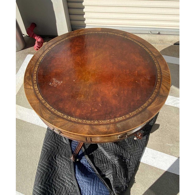 1930s Vintage Mahogany Weiman Leather Topped Side Table | Chairish