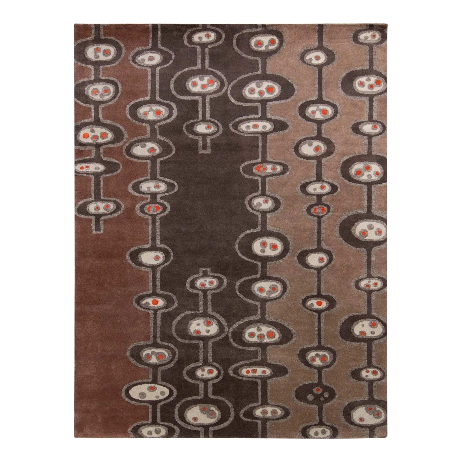 Rug & Kilim’s Mid-Century Modern Rug in Beige Brown Atomic Age Pattern ...